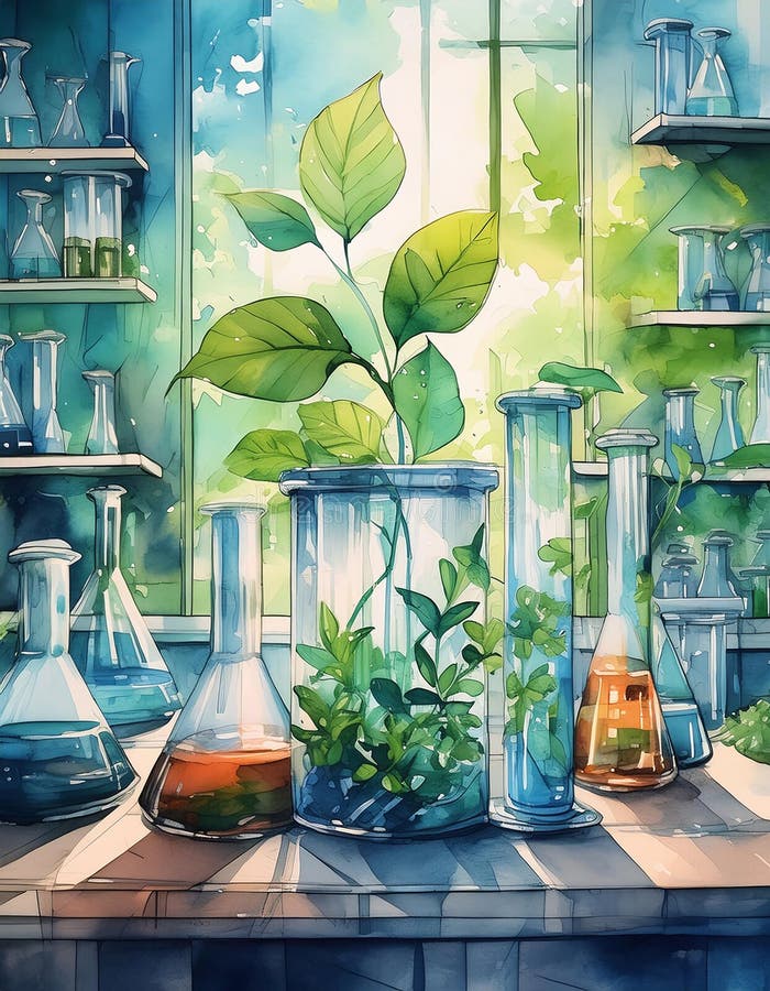 Plants Nurtured in Flasks, Symbolizing Scientific Exploration of Nature ...