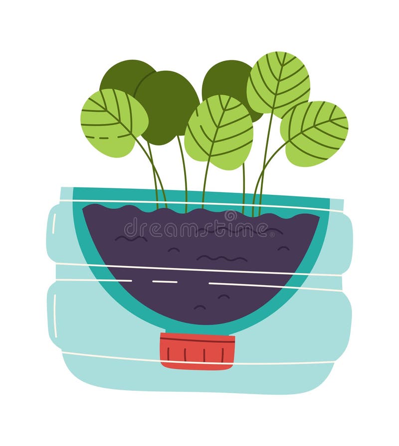Plants in Plastic Bottle stock vector. Illustration of concept - 275436004
