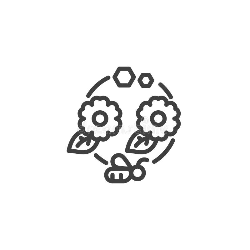 Plants Pollination Process Line Icon Stock Vector - Illustration of ...