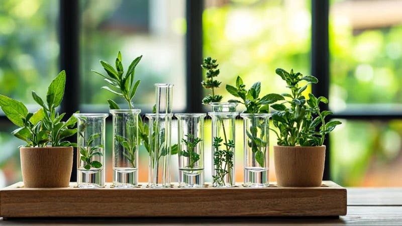 Botanical Exploration: Plants in Pots and Test Tubes with Window ...