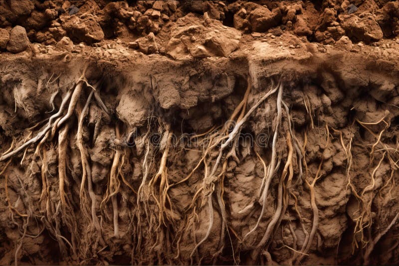 Plants Roots Underground, Soil Cross Section Texture. Generative AI ...