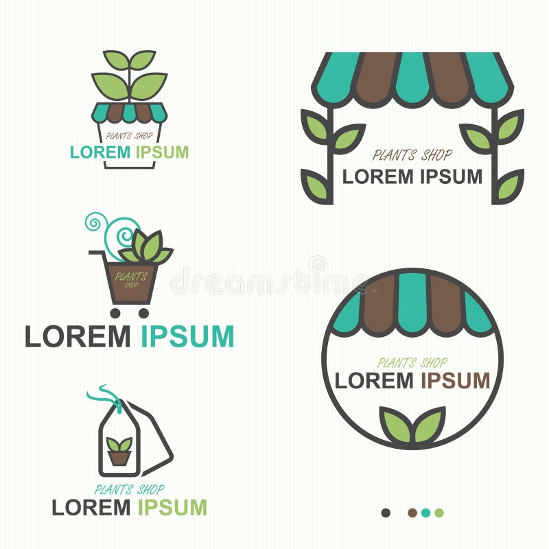 Plants Shop Garden and Tree Logo Set - Vector Stock Vector ...
