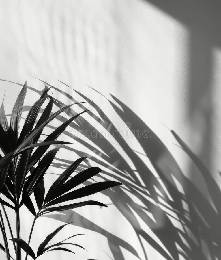 Plant Casting Shadow on Wall Stock Photo - Image of green, filtering ...