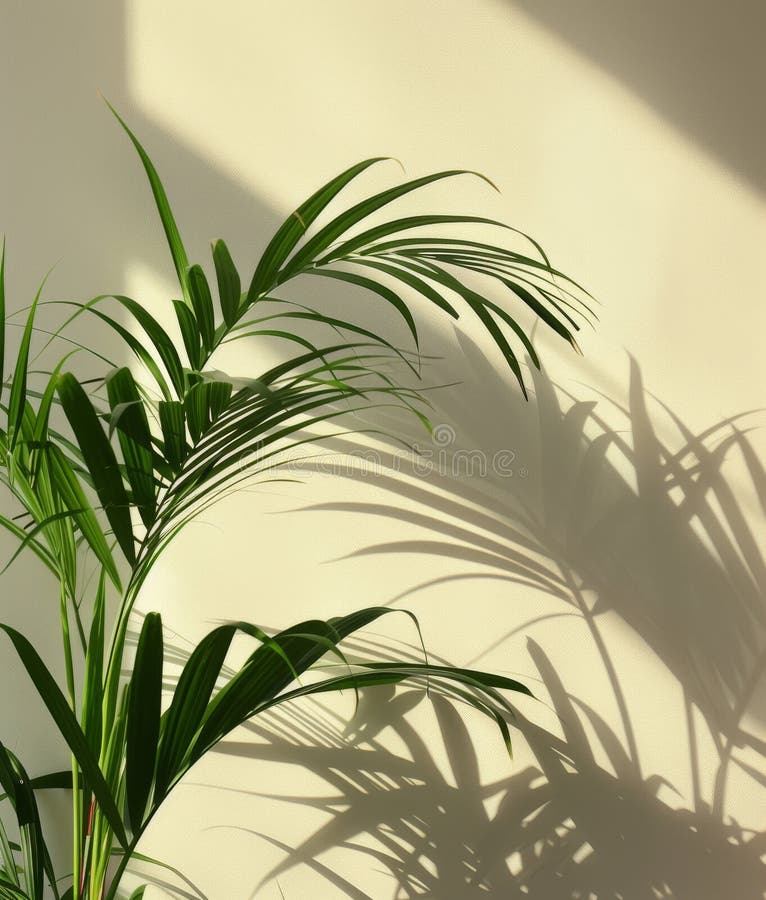 Plant Casting Shadow on Wall Stock Photo - Image of contrast, natural ...