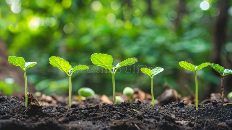 Plants Sprouting in Soil stock image. Image of biodegradable - 314245105