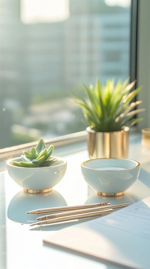 Plants and Stationery Create a Harmonious Work Environment with Calm ...