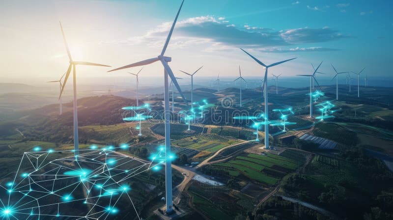 Plants and Technology for Wind Power. Smart Grid. Renewable Energy ...