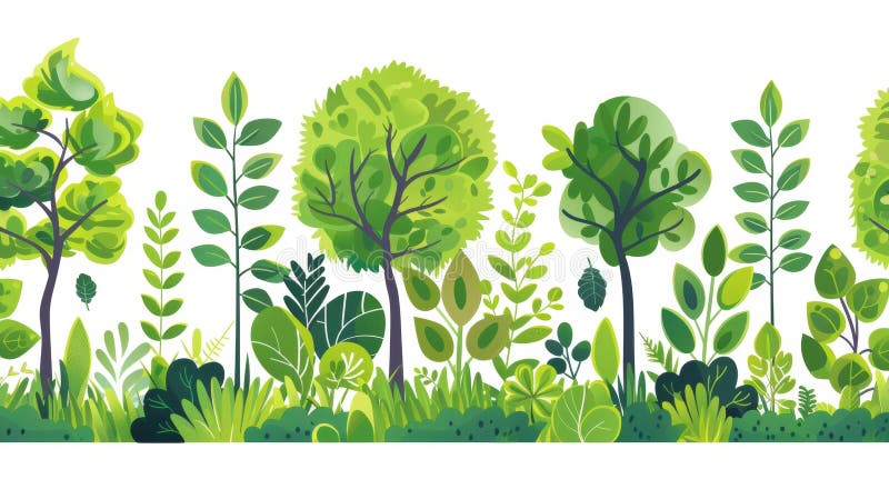 Plants and Trees Border. Leaf Forest Decor Stock Image - Image of ...