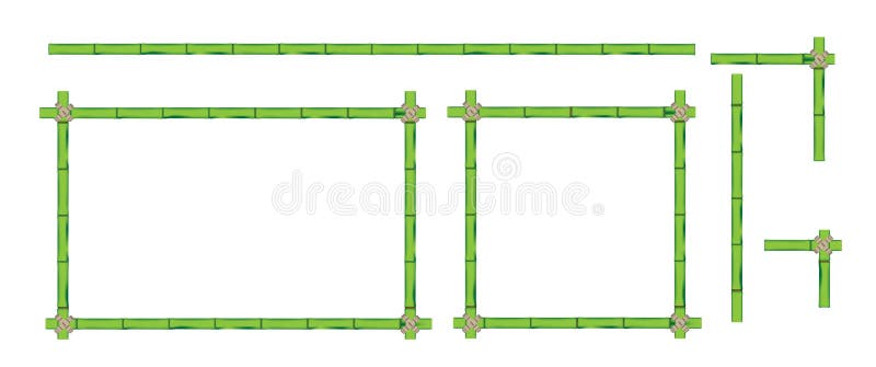 Colorful Bamboo Borders and Corners Set Stock Illustration ...