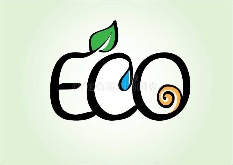 Plants, Water and Sun Power Eco Symbol Stock Illustration ...