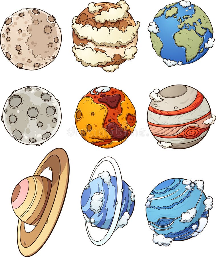 Cadre Rond De Photo De Planètes De Bande Dessinée Illustration De