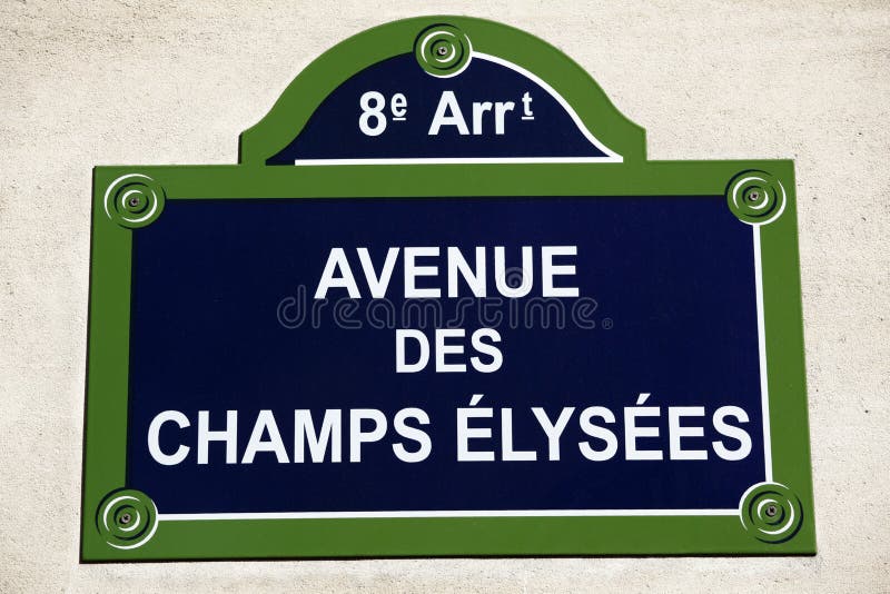 Plaque De Rue De Champs-Elysees Paris Photo stock - Image du plaque ...