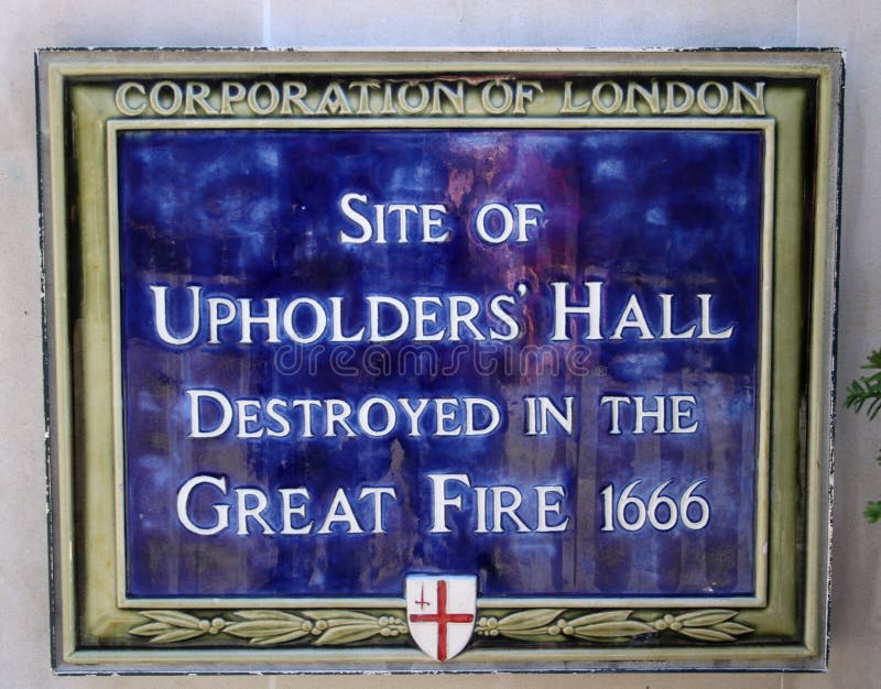 Plaque for Great Fire of London, Upholders Hall Editorial Photo - Image ...