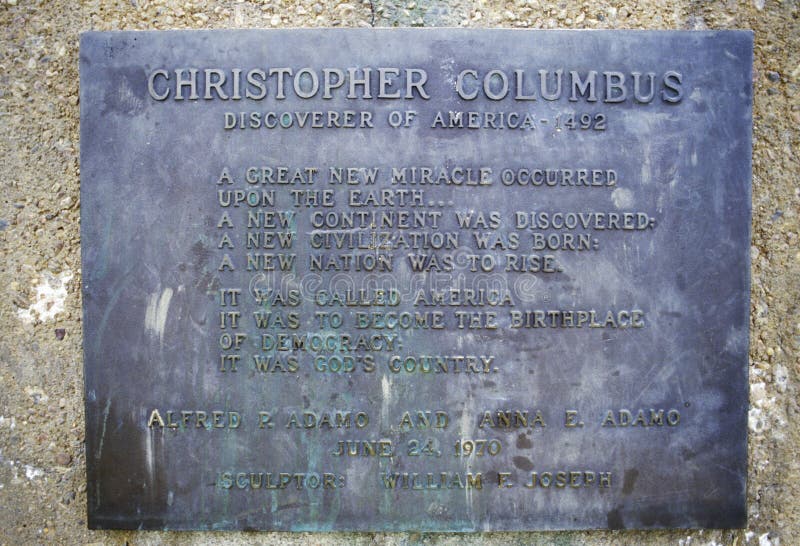 Plaque To the Christopher Columbus Statue, Denver, Colorado Stock Image ...
