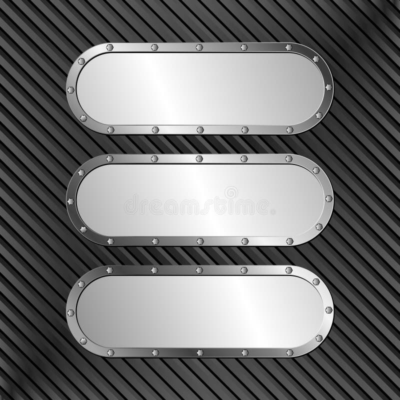 Set of Metal Plaques, Banners and Tags. Metal Plate and Plaque with ...