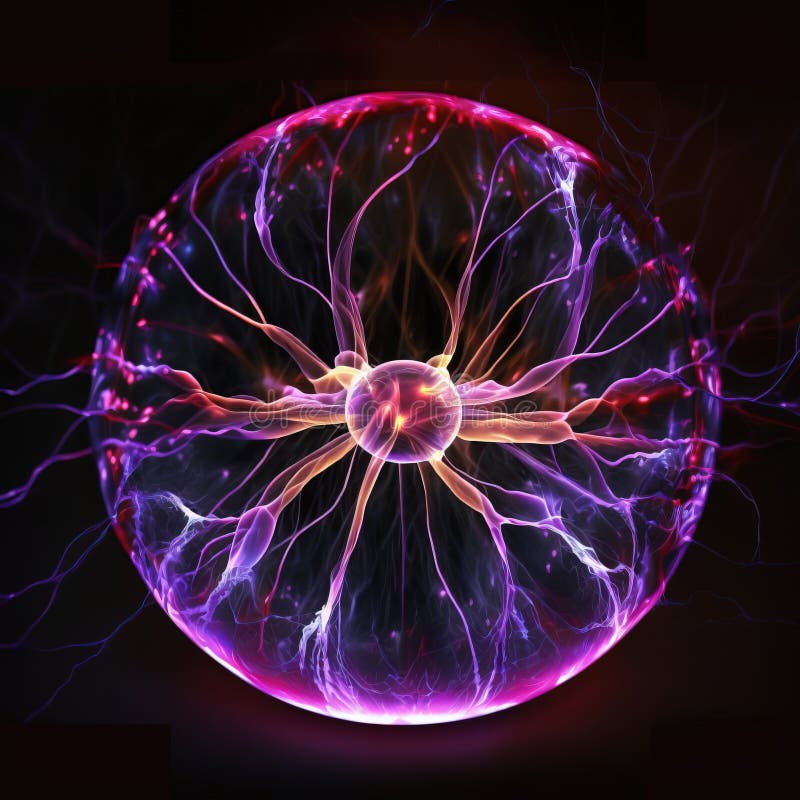 Plasma Ball in Black Background Stock Illustration - Illustration of ...
