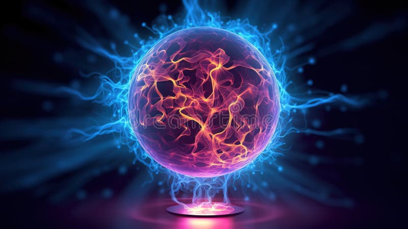 Plasma Ball on Black. Plasma Ball with Binaries Stock Illustration ...
