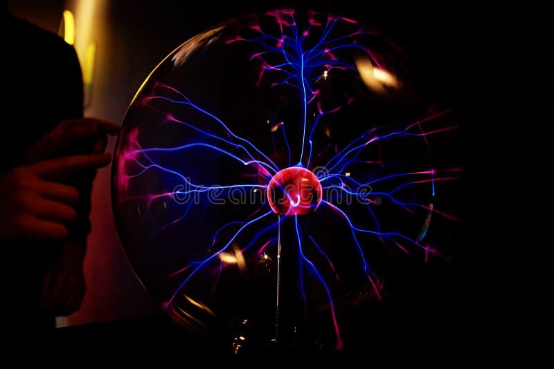 Electric Plasma Ball on a Dark Background. Static Electricity Model ...