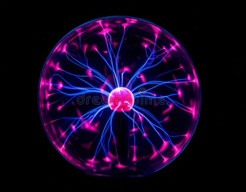 Plasma Ball Glowing with Purple and Blue Electricity Stock Illustration ...