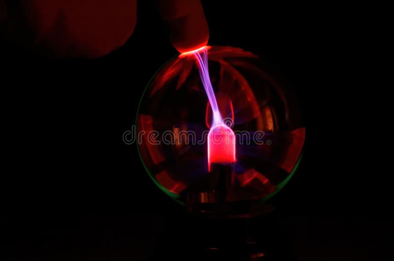 Plasma Ball Static Electricity Light on Black Background. Lighting on ...