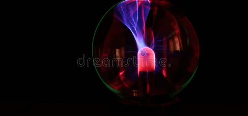 Plasma Ball Static Electricity Light on Black Background. Lighting on ...