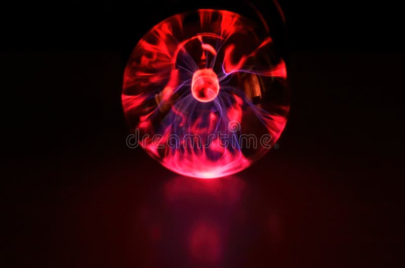 Plasma Ball Static Electricity Light on Black Background. Lighting on ...