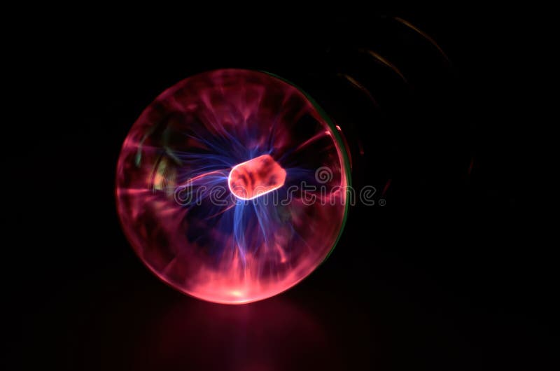 Plasma Ball Static Electricity Light on Black Background. Lighting on ...