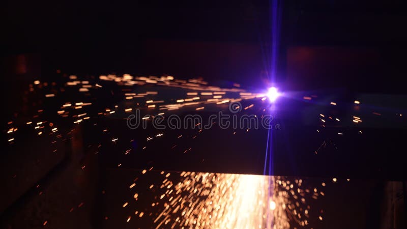 Plasma Cutter in Operation, High Temperature and Sparks. Cutting of ...