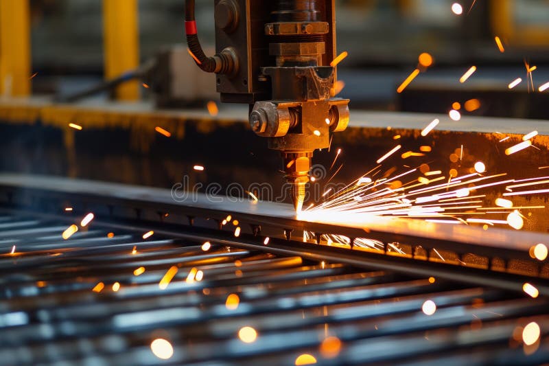 Plasma cutting of metal stock illustration. Illustration of steel ...