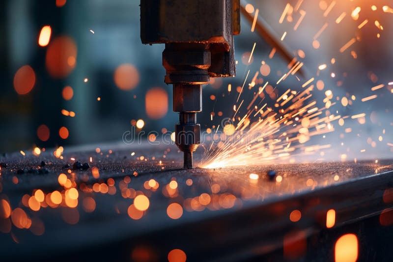 Plasma cutting of metal stock illustration. Illustration of production ...