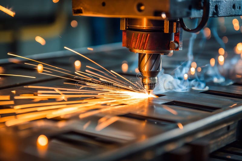 Plasma cutting of metal stock illustration. Illustration of fire ...