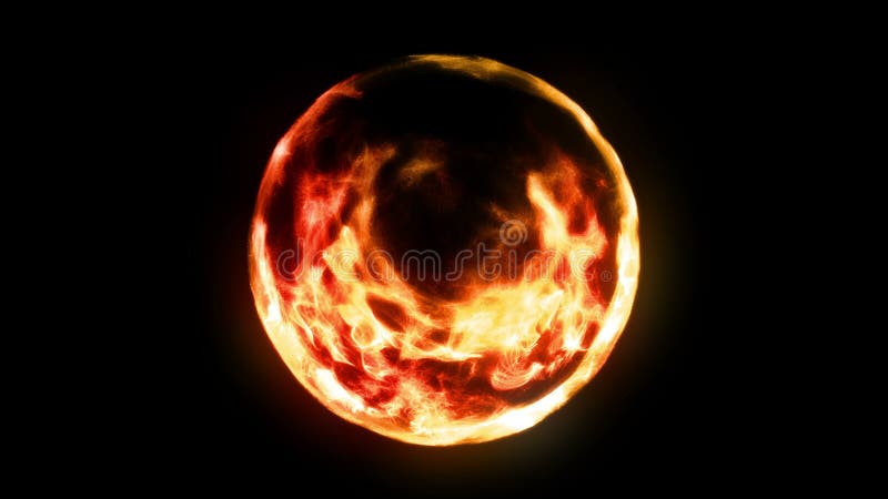 Plasma Fire Ball with Flames on Black Background. Beautiful Light. Glow ...