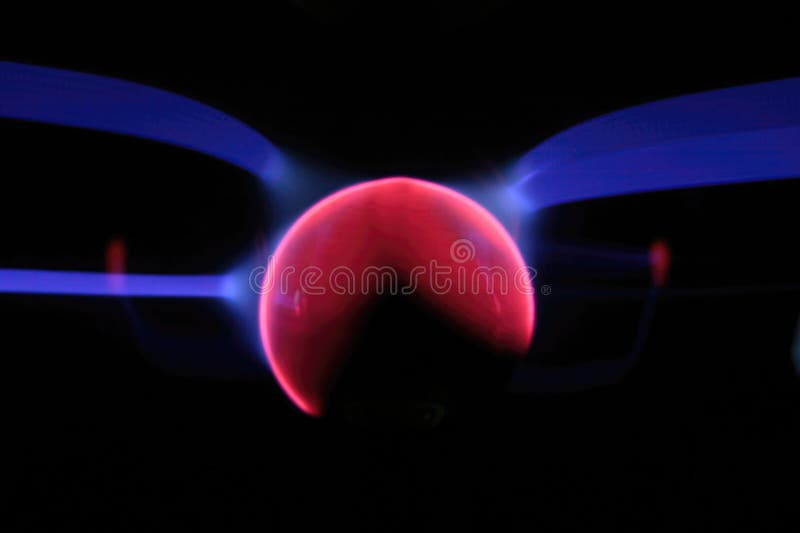 Plasma Globe Emitting Pink and Blue Light Beams in the Dark Stock Image - Image of filaments ...