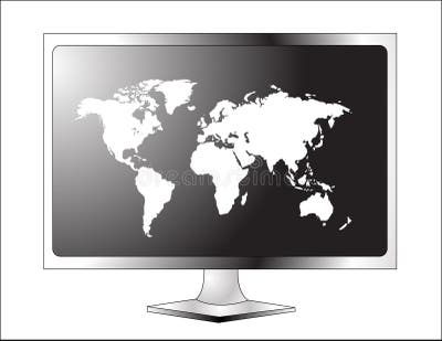 Plasma LCD TV with World Map Stock Vector - Illustration of screen ...