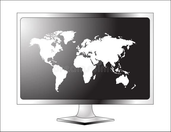 Plasma LCD TV with World Map Stock Vector - Illustration of screen ...