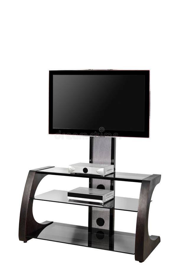 Plasma LED TV on a Stand Isolated on a White Background Stock Photo ...