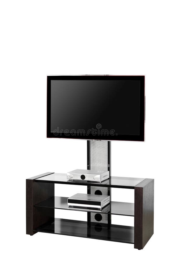 Plasma LED TV on a Stand Isolated on a White Background Stock Photo ...
