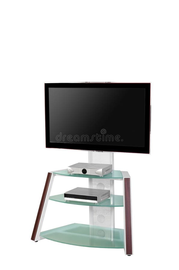 Plasma LED TV on a Stand Isolated on a White Background Stock Image ...