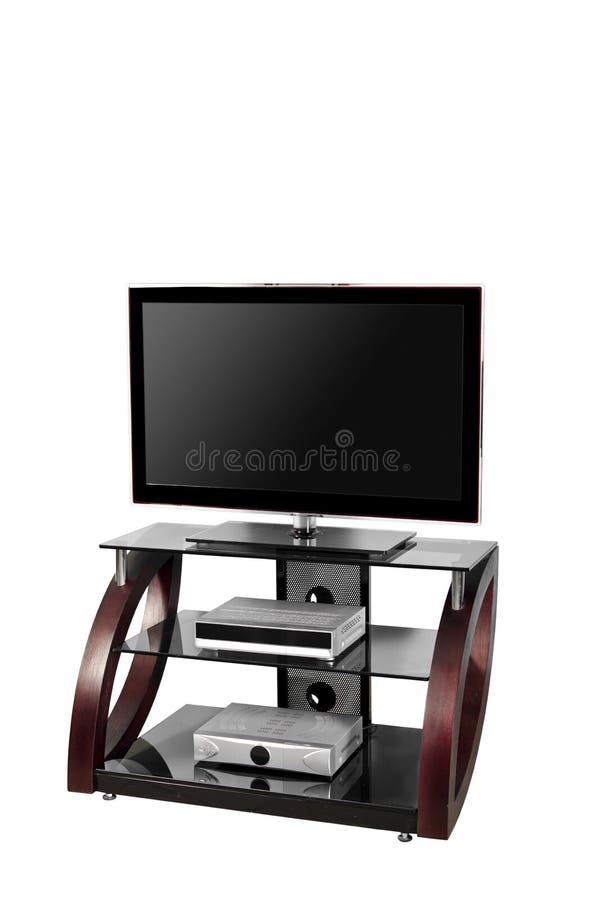 Plasma LED TV on a Stand Isolated on a White Background Stock Photo ...