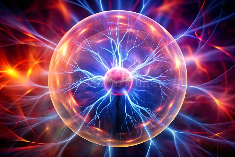 Plasma Sphere Glowing Energy Field in Dark Background Stock ...
