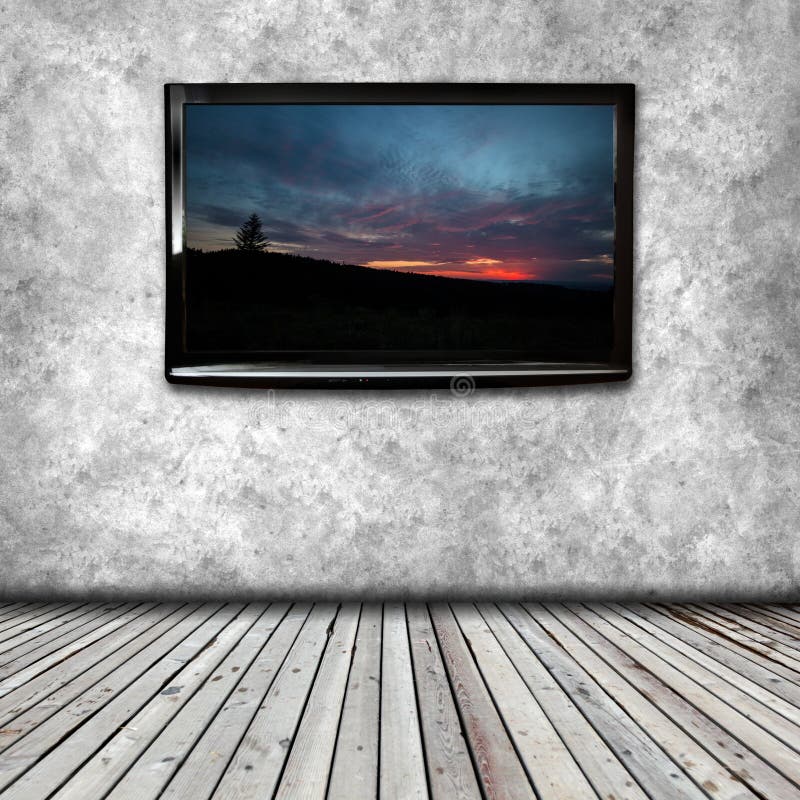 Plasma TV on the Wall of the Room Stock Image - Image of design ...