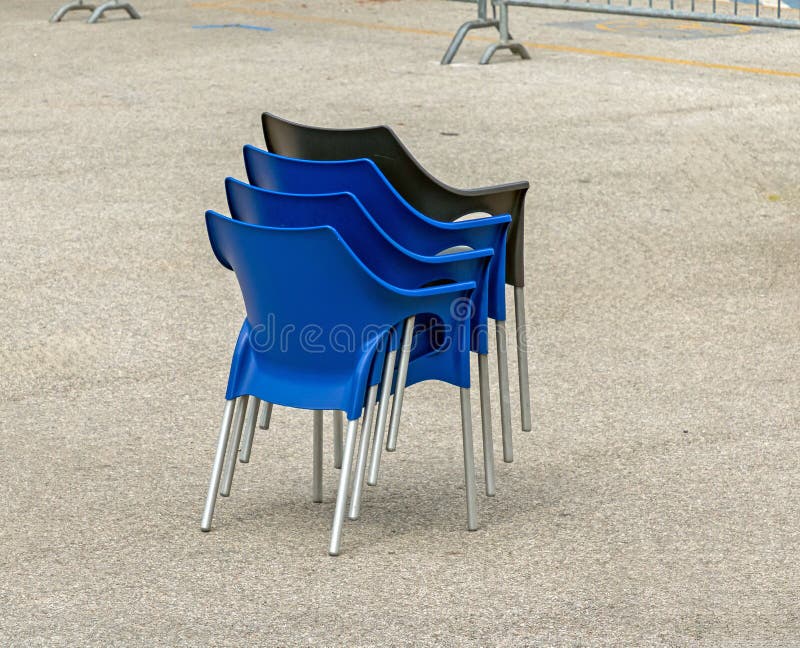Plasric Chairs Stack in Park Stock Image - Image of decor, outdoor ...