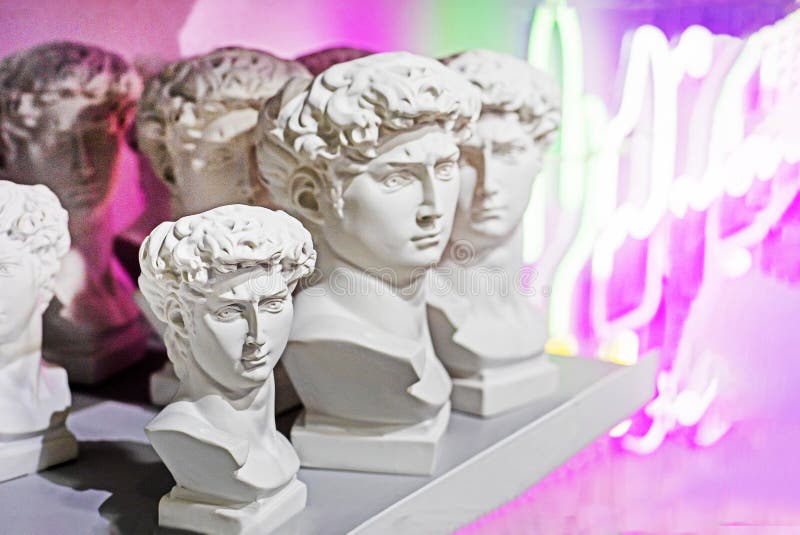 Plaster Ancient Greek Training Heads of David for Drawing. Concept ...