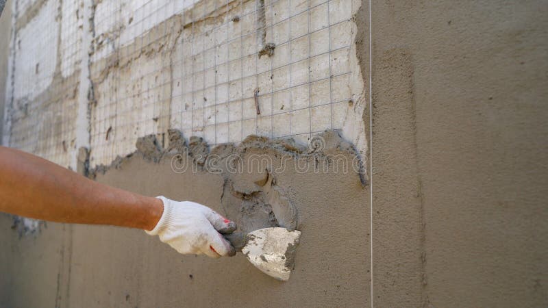 The Plaster is Applied To the Surface with a Steel Spatula. Decorative ...