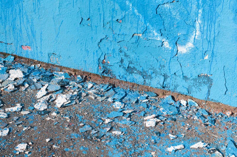 Plaster Chips on Floor at Weathered Facade Stock Photo - Image of wall ...