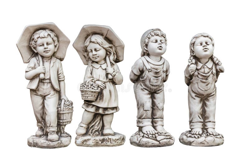 Plaster Classic Garden Figure Isolated on White: a Set of Four ...