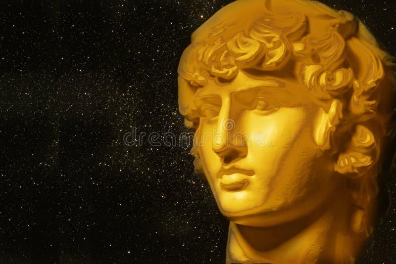 Plaster Decorative Golden Statue of the Head of Apollo Stock Photo ...