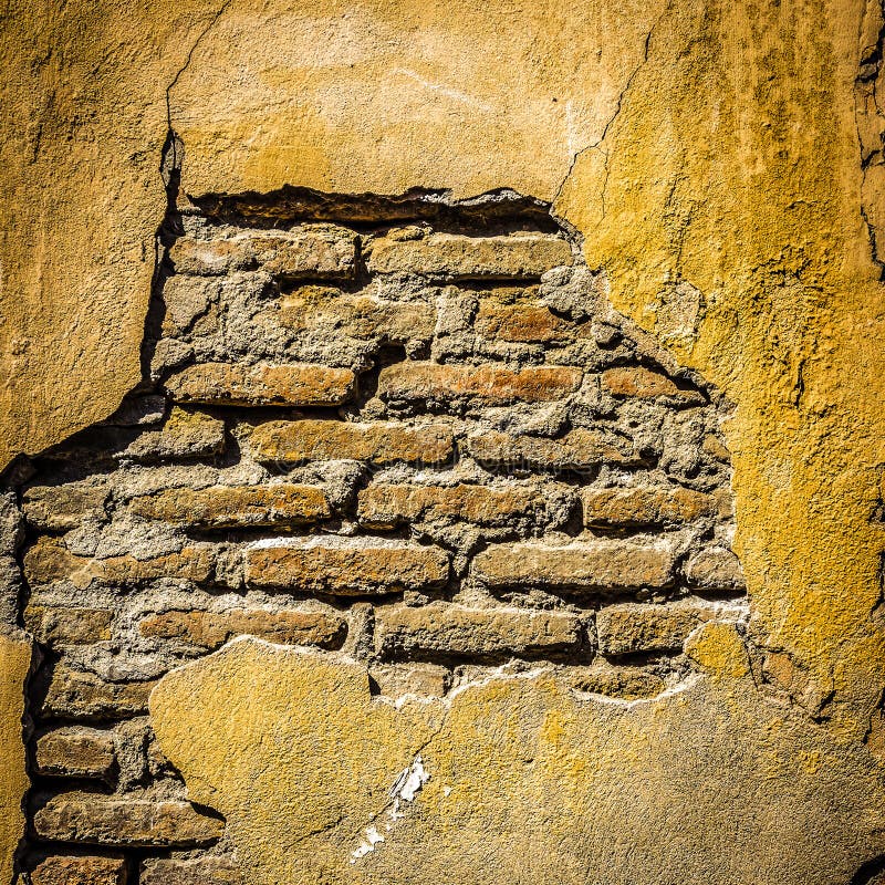 The plaster fell off stock image. Image of urban, concrete - 265656899