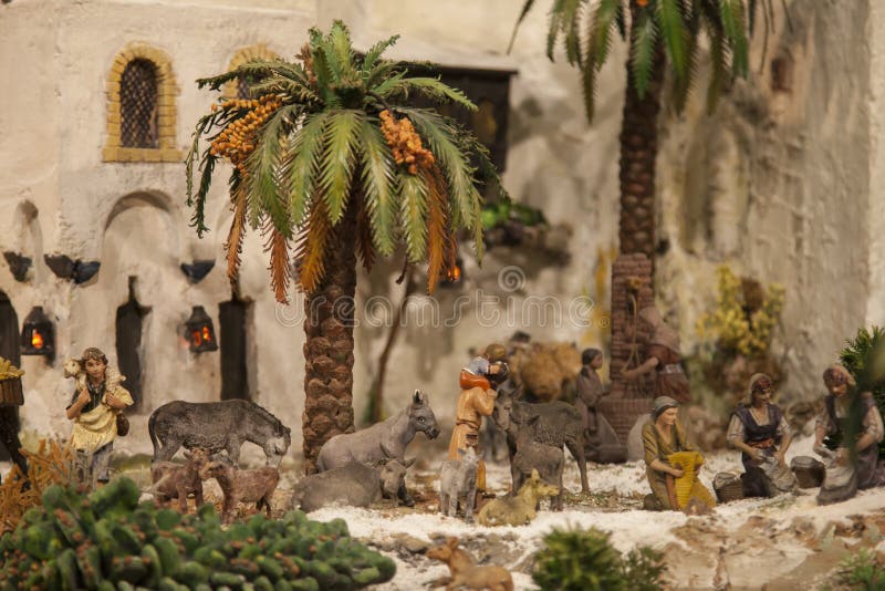 Plaster Figures Representing the Belen Stock Image - Image of maria ...