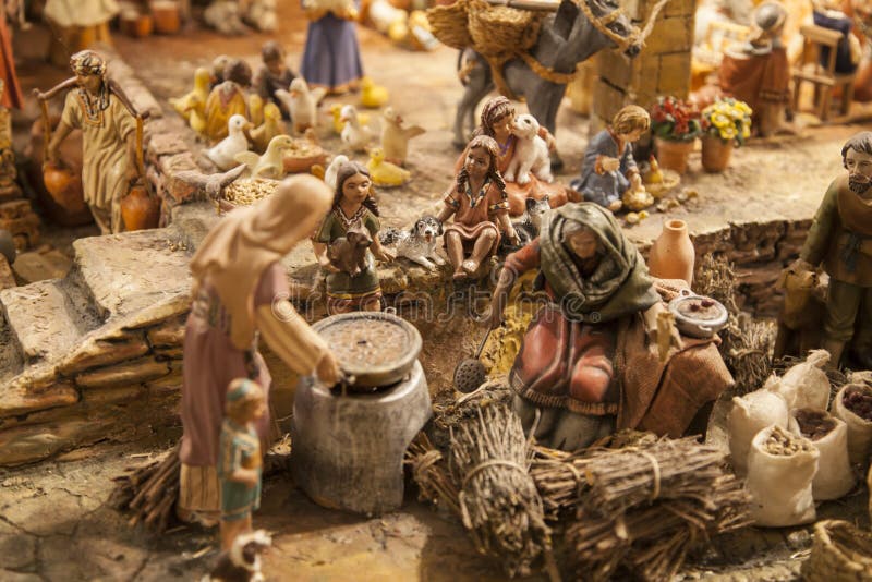 Plaster Figures Representing the Belen Stock Image - Image of holy ...